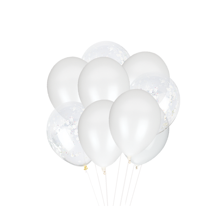 White Confetti balloons, White Balloons, White Birthday Party ...